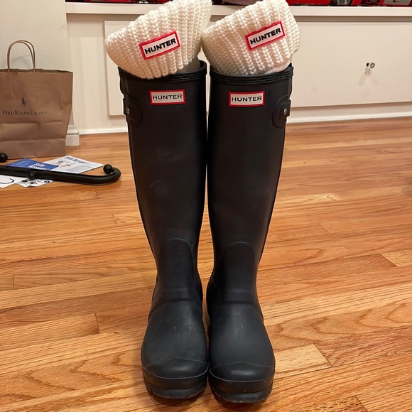 Hunter | Shoes | Hunter Rain Boots Navy Blue In Good Condition | Poshmark